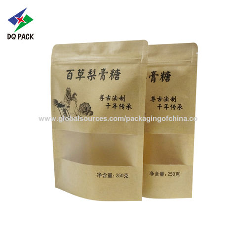 Best Selling Zipper Stand Up Kraft Paper Bag With Window For Candy ...