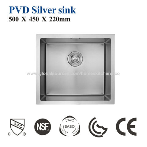 Pvd Silver 5045 Undermount Single Bowl Sink T304 Stainless Steel ...