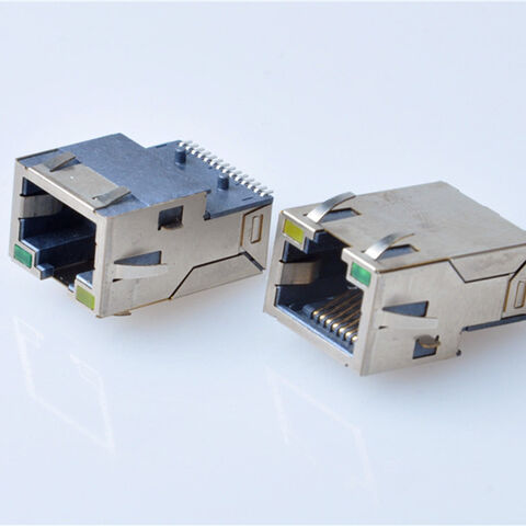 Rj45 Connector 1x1 Single Port, 8pin Female, With Led Light And Transformer, Modular Jack,8p8c ...