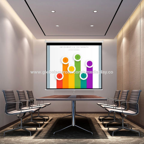 Manual Pull Down Projector Screen Wall Celling Mounted Auto Lock ...
