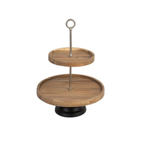 Buy Wholesale China 2-tier Wooden Food Tray Large Acacia Round Wood ...