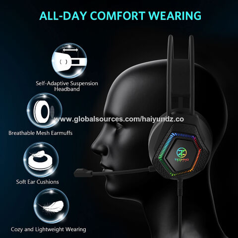Buy Wholesale China Technozone Led Light Gaming Headset Memory Foam Ear ...