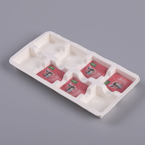 Food tray packging insert molded pulp sugarcane bagasse compostable eco ...