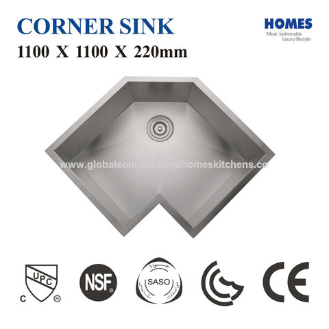 Undercoat Sound 110110 Corner Sink Stainless Steel Basin Hand Sinks Top ...