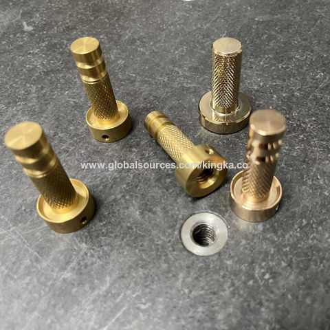 Custom non-standard knurled brass turned rivet nut parts, knurled brass ...
