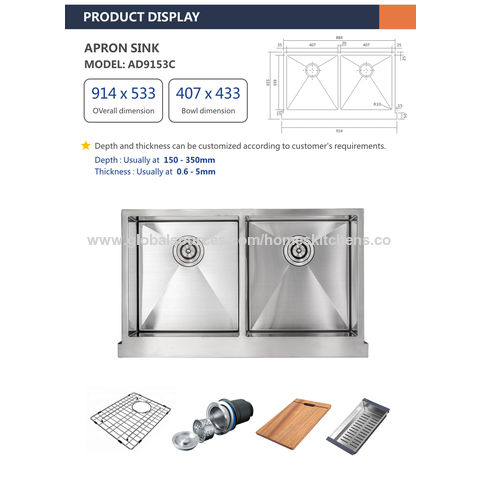 16 Gauge Stainless Steel Sink Undercoat Sound 9153 Apron Front Sink ...