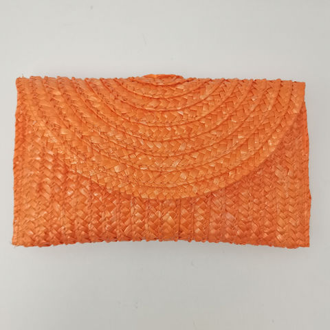 Buy Wholesale China Orange Straw Beach Bag Wheat Straw Clutch Handmade ...
