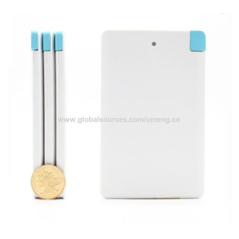OEM Built-in Cable Credit Card Power Bank 2600mah for mobile charging ...