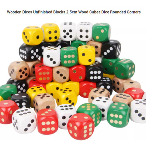 Buy Wholesale China Wooden Dices Square Blocks 2.5cm Laser Engraved ...