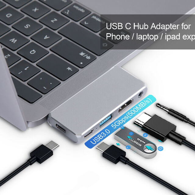 Buy Wholesale China 5 In 1 Usb Type-c Hub Adapter For Phone/laptop/ipad ...