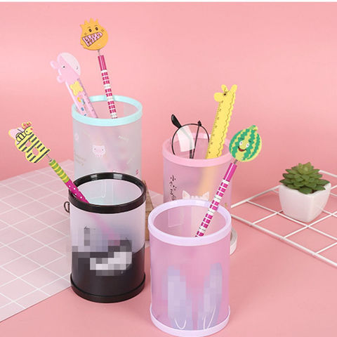 Student Stationery Cartoon Cute Transparent Frosted Pvc Pen Holder ...