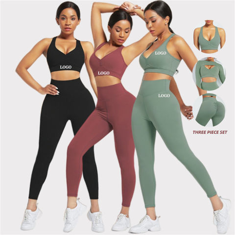 Buy Wholesale China 3 Piece Workout Private Label Tracksuit Workout Crop Top Clothing Women ...