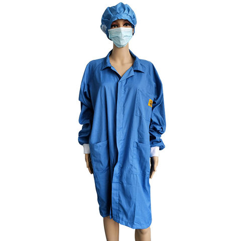 Buy Wholesale China 2.5mm Grid Cleanroom Work Wear Antistatic Lab Coat ...