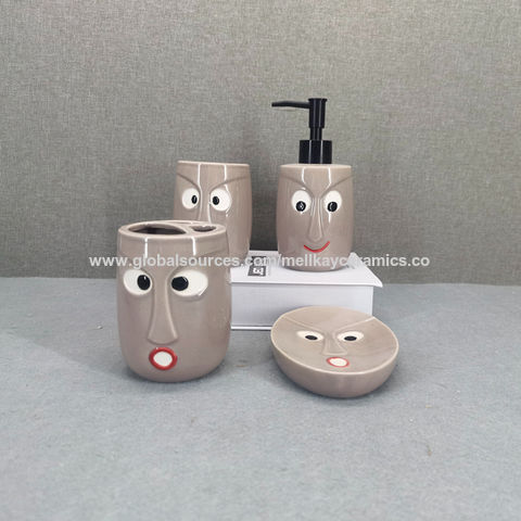 Buy Wholesale China Ceramic Bathroom Accessory Set Abstract Human Face ...