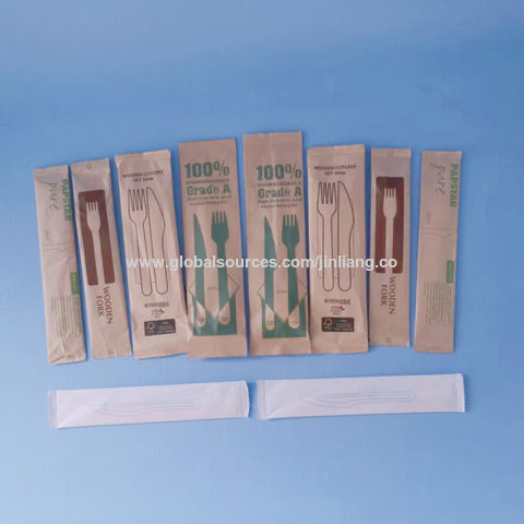 Wooden Cutlery Paper Wrapped, Wooden Cutlery Paper Wrapped, Individual ...