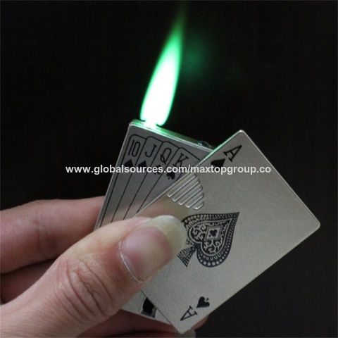 Buy Wholesale China Creative Poker-shaped Flame Metal Lighter Windproof ...