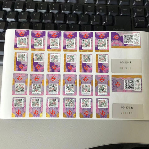 Buy Wholesale China Custom Purple 18*27mm Adhesive Anti-counterfeiting 3d Serial Number Label ...