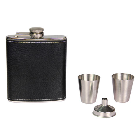 Buy Wholesale China Hip Flasks High Quality Black Hip Flask Leather ...