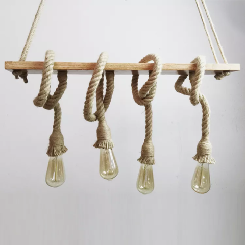 Buy Wholesale China Dining Room Pendant Retro Rope 4 Head Industrial ...