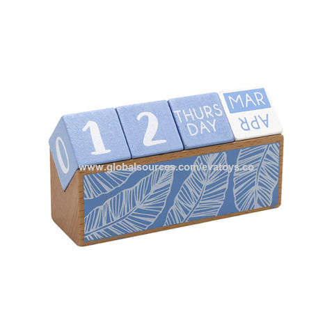 Buy Wholesale China Retro Month Date Display Perpetual Wooden Cubes ...