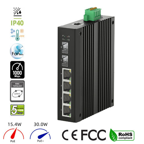 Buy Wholesale China Managed Industrial Poe Switch, 4*10/100/1000base-tx Poe Port To 2*1000base-x ...