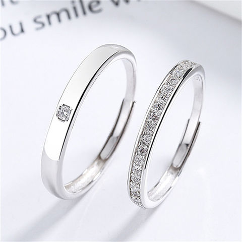 Buy Wholesale China Trendy Zircon 925 Couple Rings Silver Plated ...