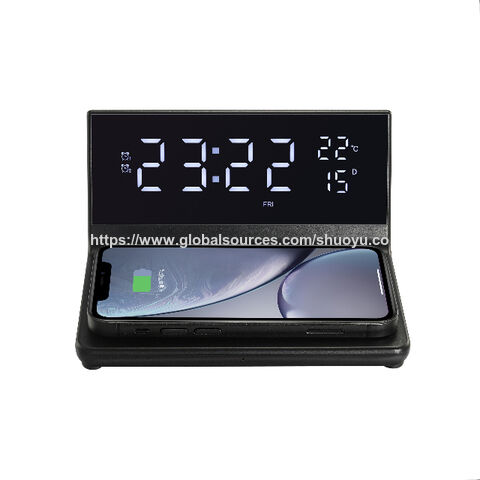 Hot Selling 15w Dual Alarm Clock Fast Wireless Charger For Mobile Phone ...