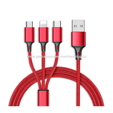 Buy Wholesale China 3 In 1 Nylon Braided Multi Usb Cable Multiple ...