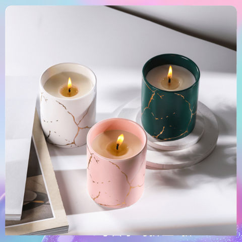 Buy Wholesale China 500g 48h Scented Candle Marbled Ceramic Candle Cups ...