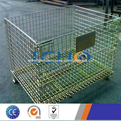 Buy Wholesale China Stackable Steel Galvanized Metal Wire Mesh Pallet Container & Wire Mesh ...