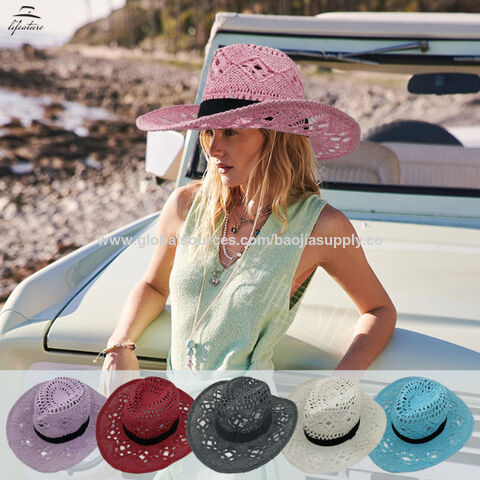 Buy Wholesale China New Cowboy Hat Women's Hollow Folding Papyrus ...
