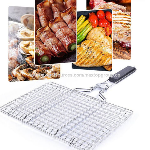 Portable Grilling Basket Bbq Nets Barbecue Tool Work For Fish Vegetable ...