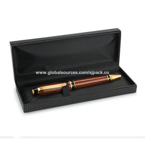Black Luxury Office School Gift Genuine Leather Pen Case Pen Pouch ...