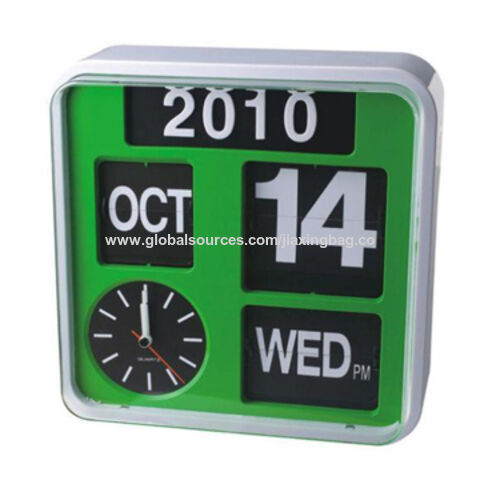 Buy Wholesale China Wall Clock With Auto-flip Calendar With Thermometer ...