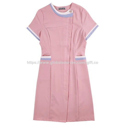 Custom Made Pink Scrub Nursing Dress Antibacterial Washable Hospital ...