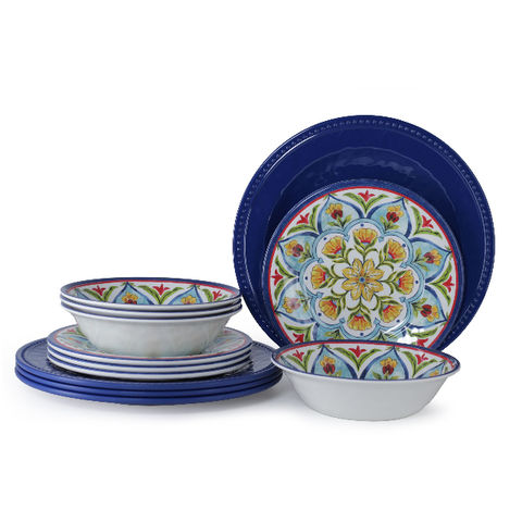 Buy Wholesale China Retro Style 12 Pc Melamine Plates Set Melamine Bowl ...
