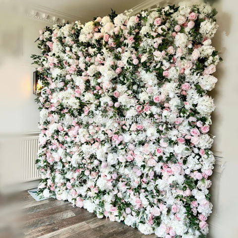 3d 5d Roll Up Flowers Backdrop Wedding Rose Backdrop Fabric Floral Wall ...
