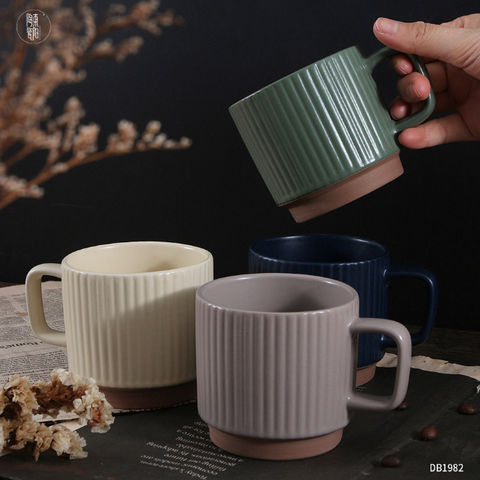 Buy Wholesale China Nordic Retro Lovers Coffee Ceramic Cup Stripe Cup ...