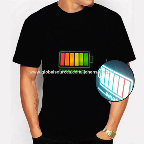 Buy Wholesale China Custom Clothing Light Up T-shirt Black Led Flashing ...