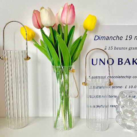 Buy Wholesale China Clear Glass Vase Metal Hand-held Vertical Vase ...