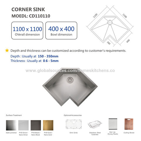 Buy Wholesale China Best 110110 Corner Sink Undercoat Sound Stainless ...