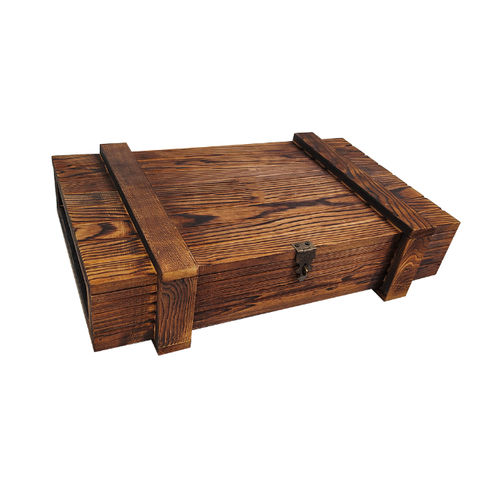 Large Wooden Box Rustic Color Wooden Storage Box With Hinge Lid - Buy ...