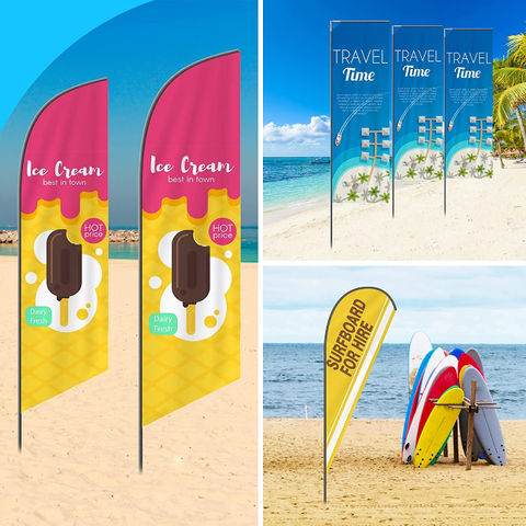 Custom Outdoor Teardrop Feather Beach Flag For Advertising, Teardrop ...
