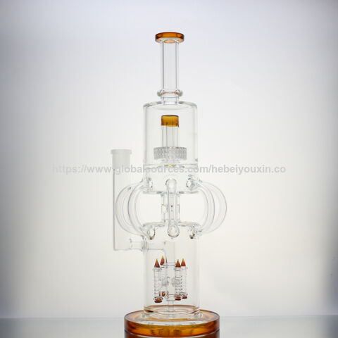 Glass Straight Tube 18mm Joint Water Pipe Oil Dab Rig With Rocket Shape ...