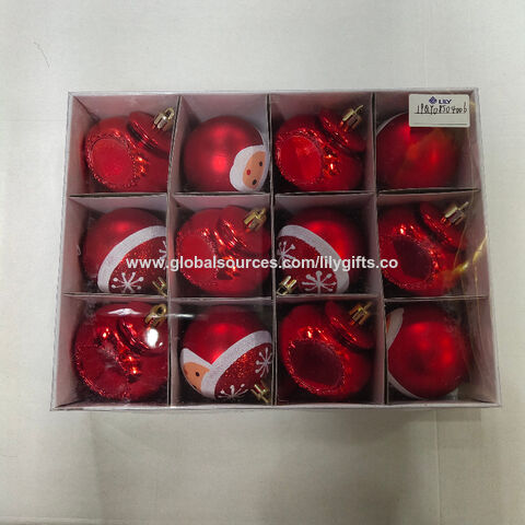 Buy Wholesale China Red And Christmas Santa Ball D6cm Set Of 12 Pcs ...