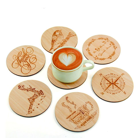 Buy Wholesale China Wooden Coasters Diy Laser Engraving Logo Vintage ...