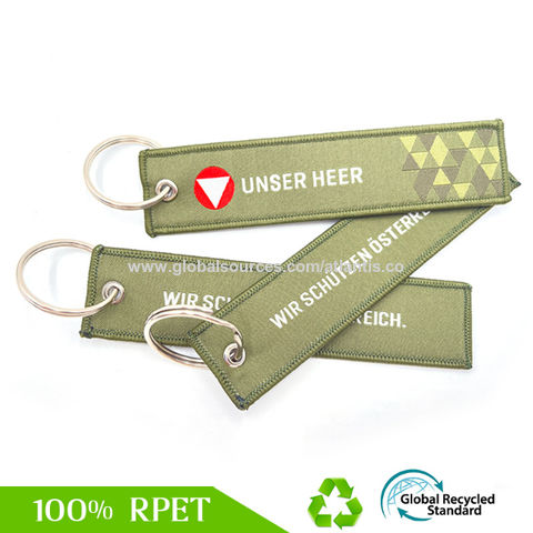 Buy Wholesale China Woven Keychains Woven Label,embroidered Keychain,100% Rpet Key Ring & Woven ...