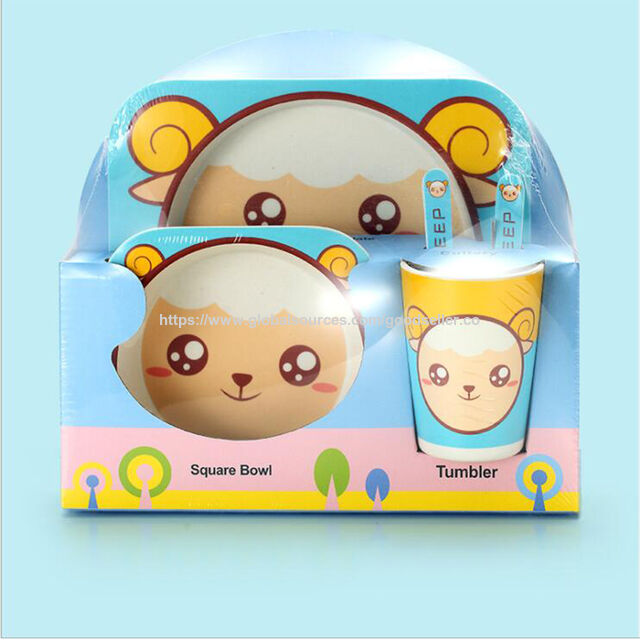 Buy Wholesale China Naturally Bamboo Fiber Kids Dish Set Reusable 5 ...