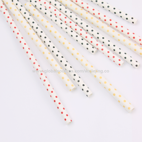 Paper Straw Polka Dot Pattern 100% Biodegradable Paper Straw $0.02 ...