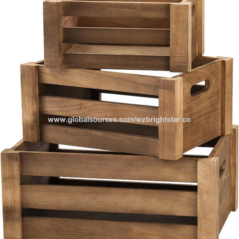 Buy Wholesale China Lawei Set Of 3 Wood Nesting Storage Crates With ...